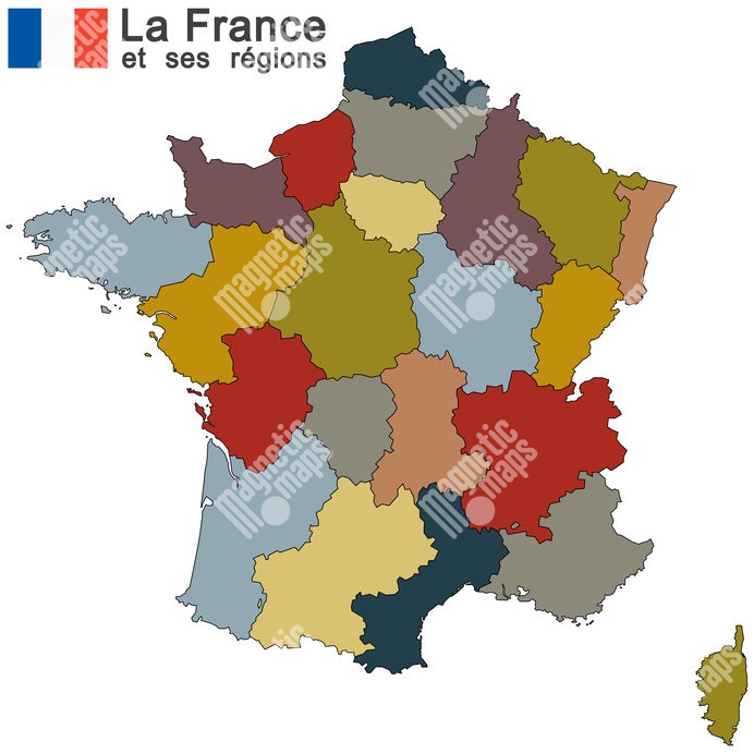 Magnetická mapa Francie, ilustrovaná, barevná