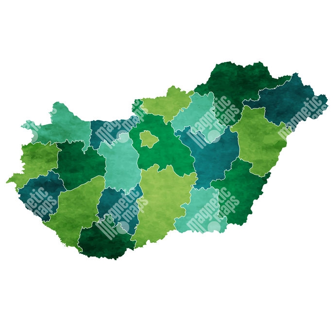 Magnetická mapa Maďarska, ilustrovaná, zelená