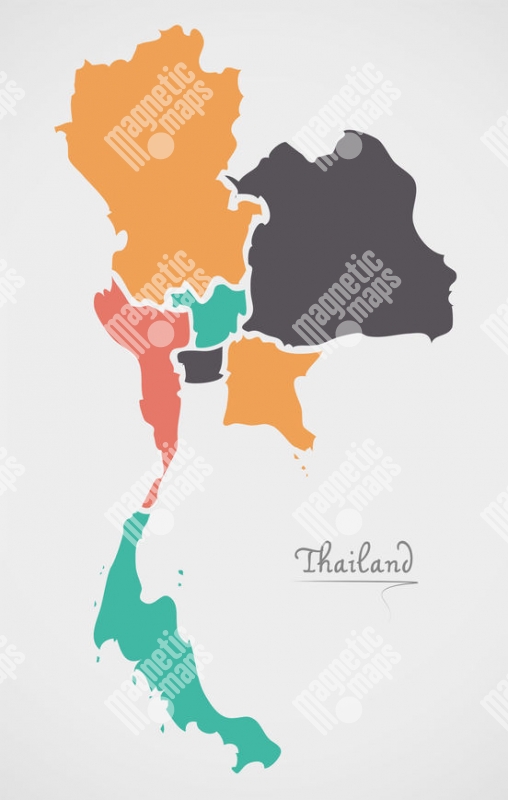 Magnetická mapa Thajska, ilustrovaná, barevná