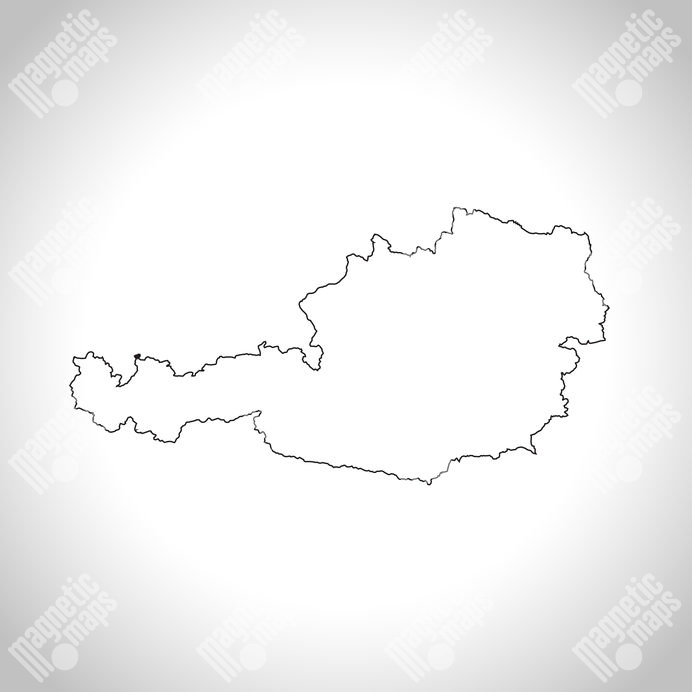 Magnetická mapa Rakouska, obrysová, slepá