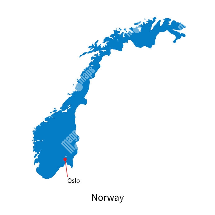 Magnetická mapa Norska, ilustrovaná, modrá