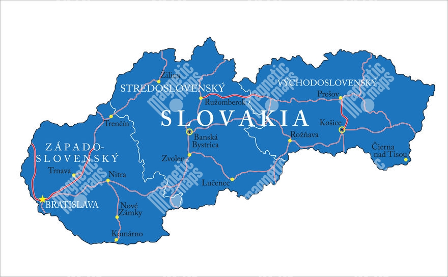 Magnetická mapa Slovenska, ilustrovaná, modrá