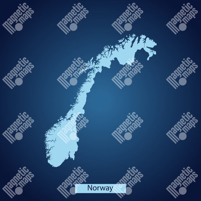 Magnetická mapa Norska, ilustrovaná, modrá