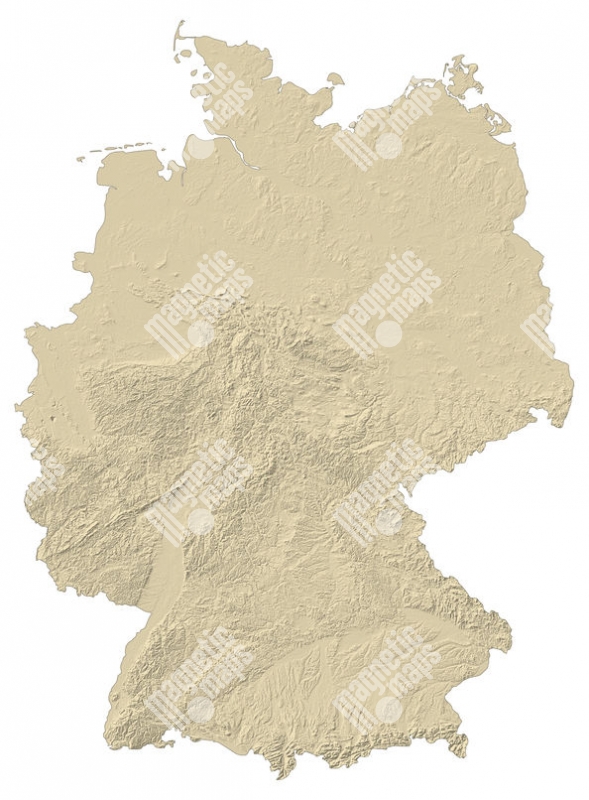 Magnetická mapa Německa, geografická, reliéfní