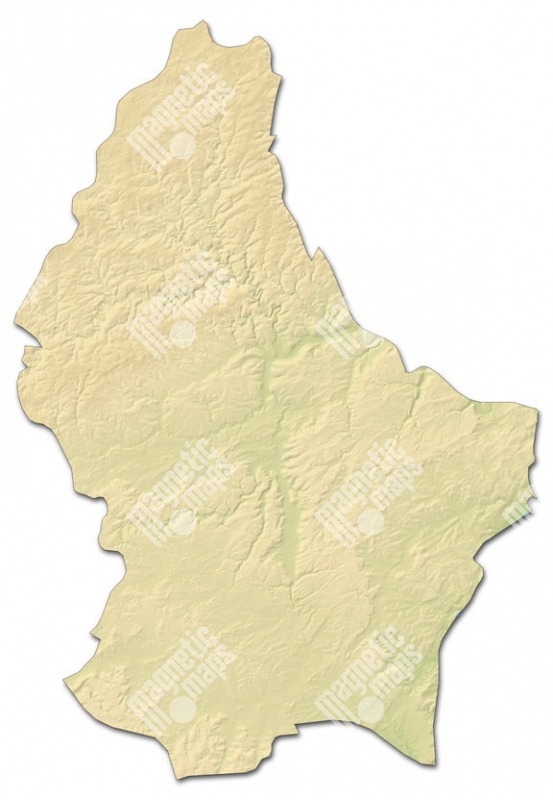 Magnetická mapa Lucemburska, geografická, reliéfní